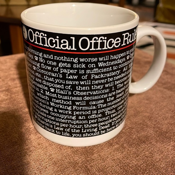 Vintage | Dining | Vintage Official Office Rules Mug Dated 983 | Poshmark